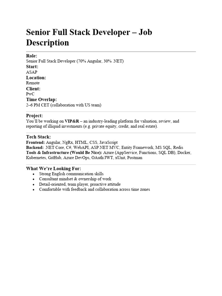 Senior Full Stack Developer | PDF