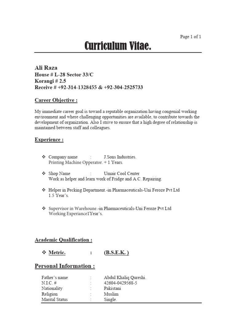 Imran Younger Brother CV Update 20-6-25 | PDF