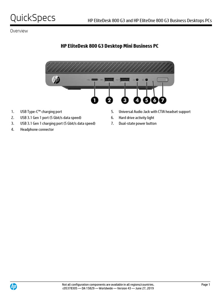 HP EliteDesk 800 G3 Business Desktops Overview | PDF | Usb | Solid ...