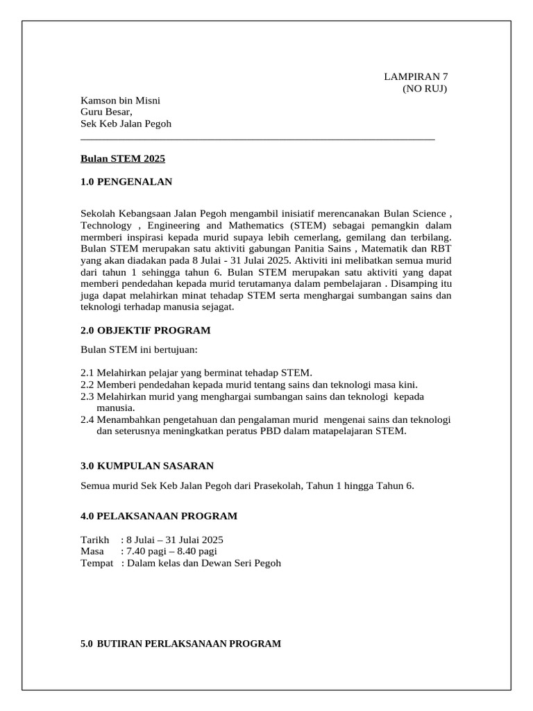 Kertas Kerja Bulan Stem 2025 | PDF