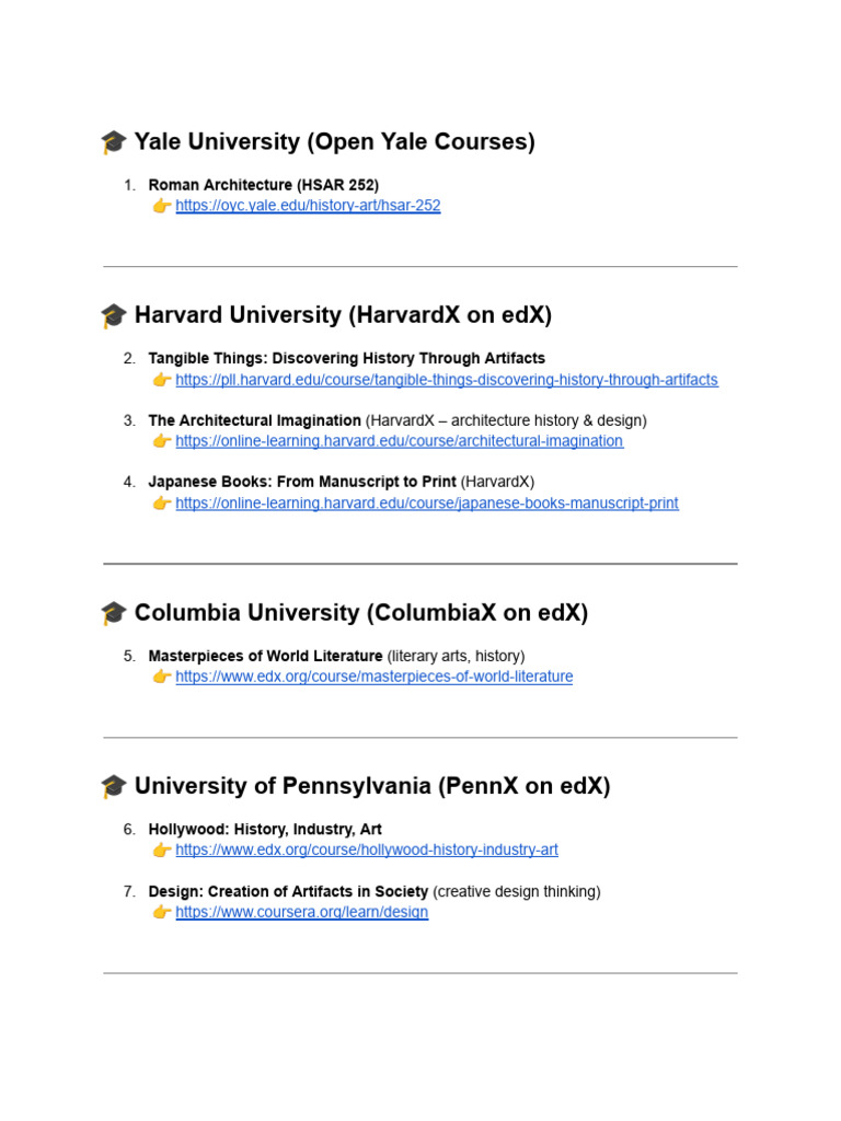 Free University Art Courses | PDF