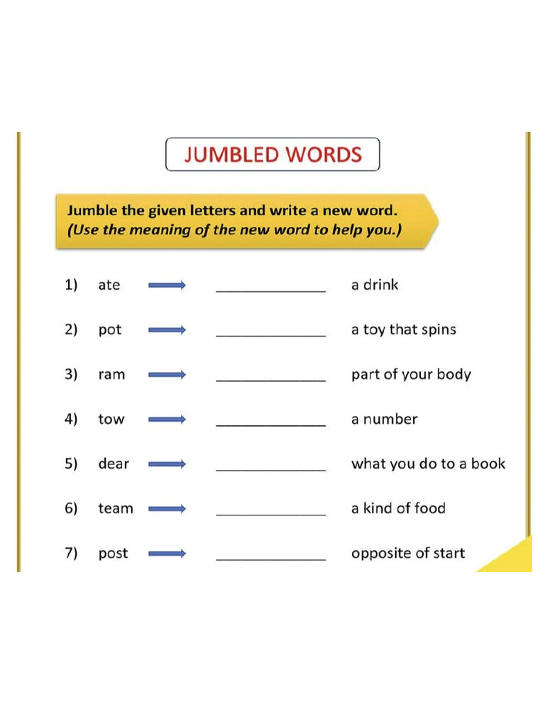 Jumbled Words (Worksheet - 1) | PDF