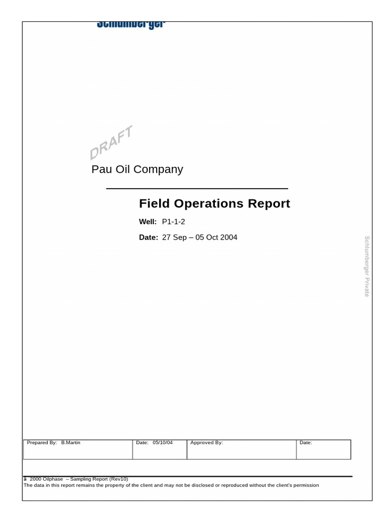 Standard Surface Sampling Report | PDF | Barrel (Unit) | Pressure