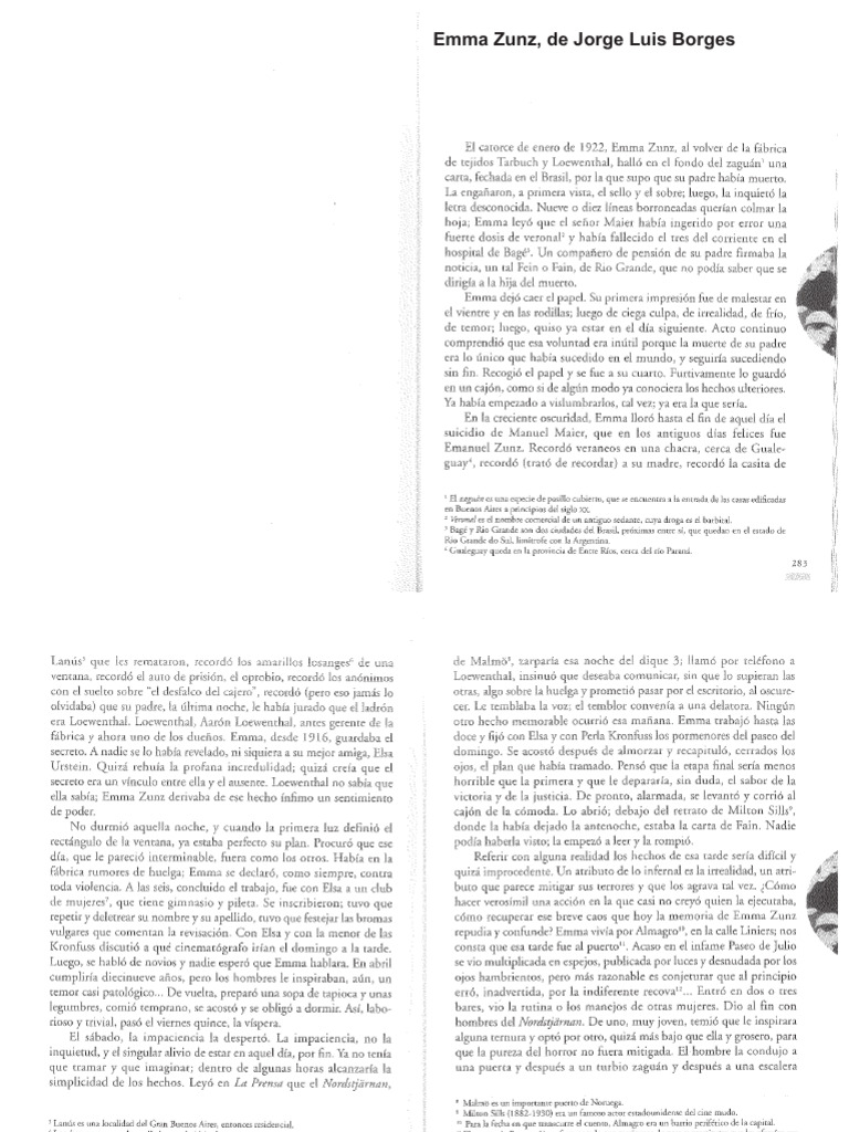 Emma Zunz de Jorge Luis Borges | PDF