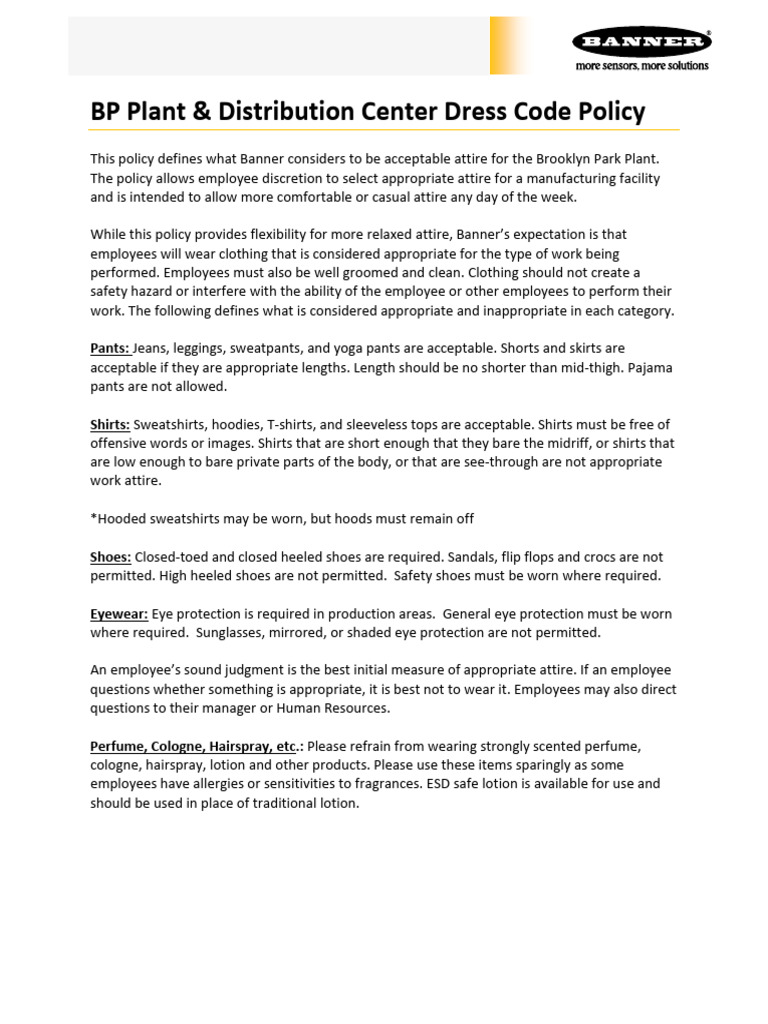 Dress Code Policy 2024 | PDF