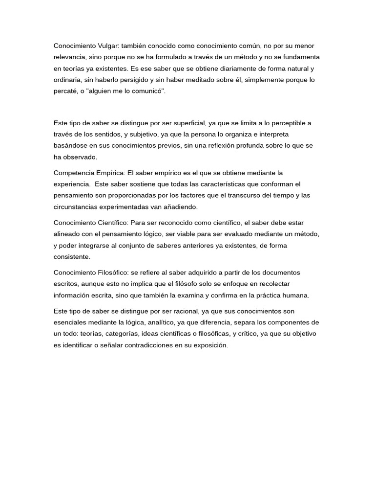 Conocimiento Vulgar | PDF