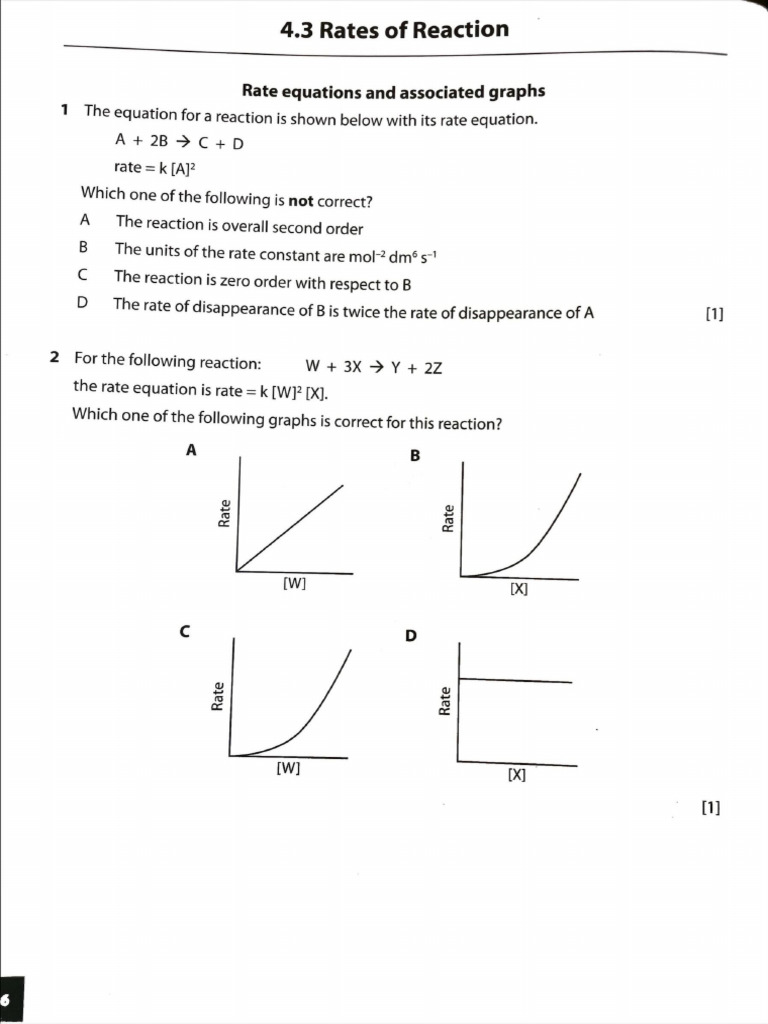 Rates of Reaction Questions | PDF