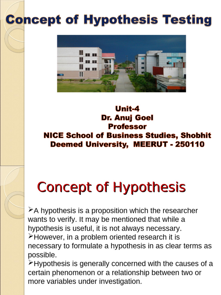 Unit-4 Hypothesis Testing | PDF | Hypothesis | Statistical Significance