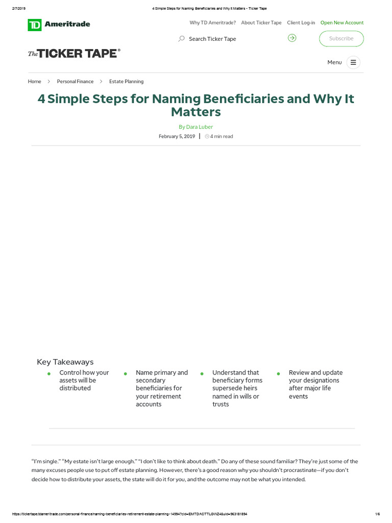 Naming Beneficiaries: 4 Essential Steps | PDF | Estate Planning ...