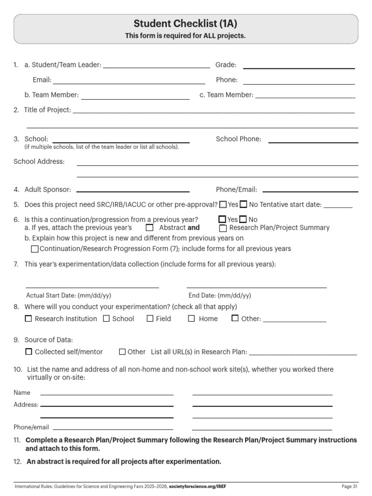 1A Student Checklist Research Plan Instructions | PDF | Risk | Risk ...