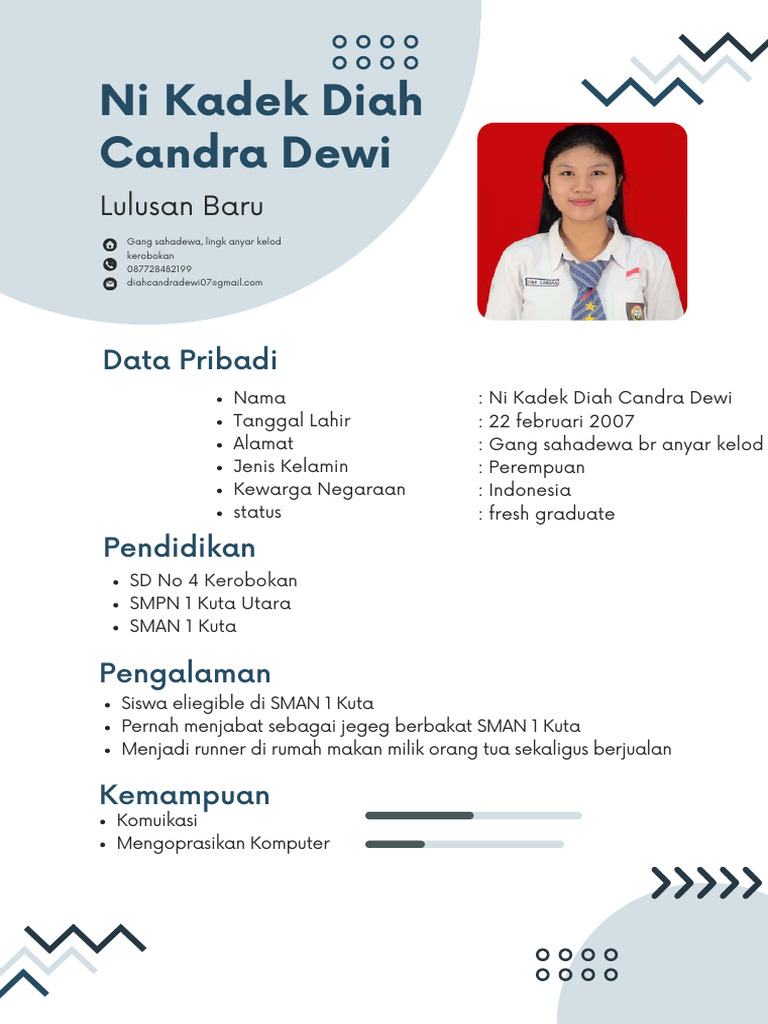 CV Kerja Ni Kadek Diah Candra Dewi - PDF - Compressed | PDF
