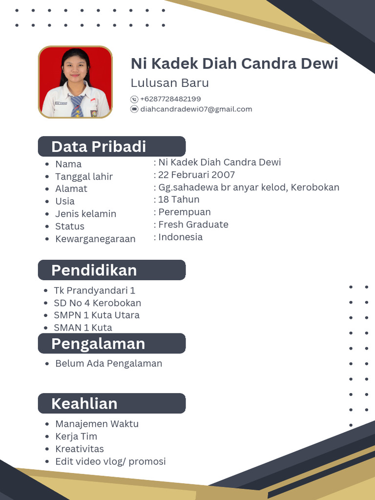 CV Ni Kadek Diah Candra Dewi | PDF
