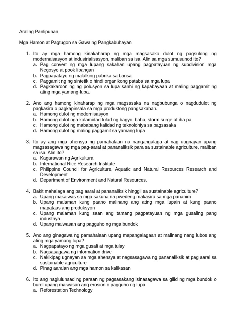 Araling Panlipunan 3rd Grading | PDF