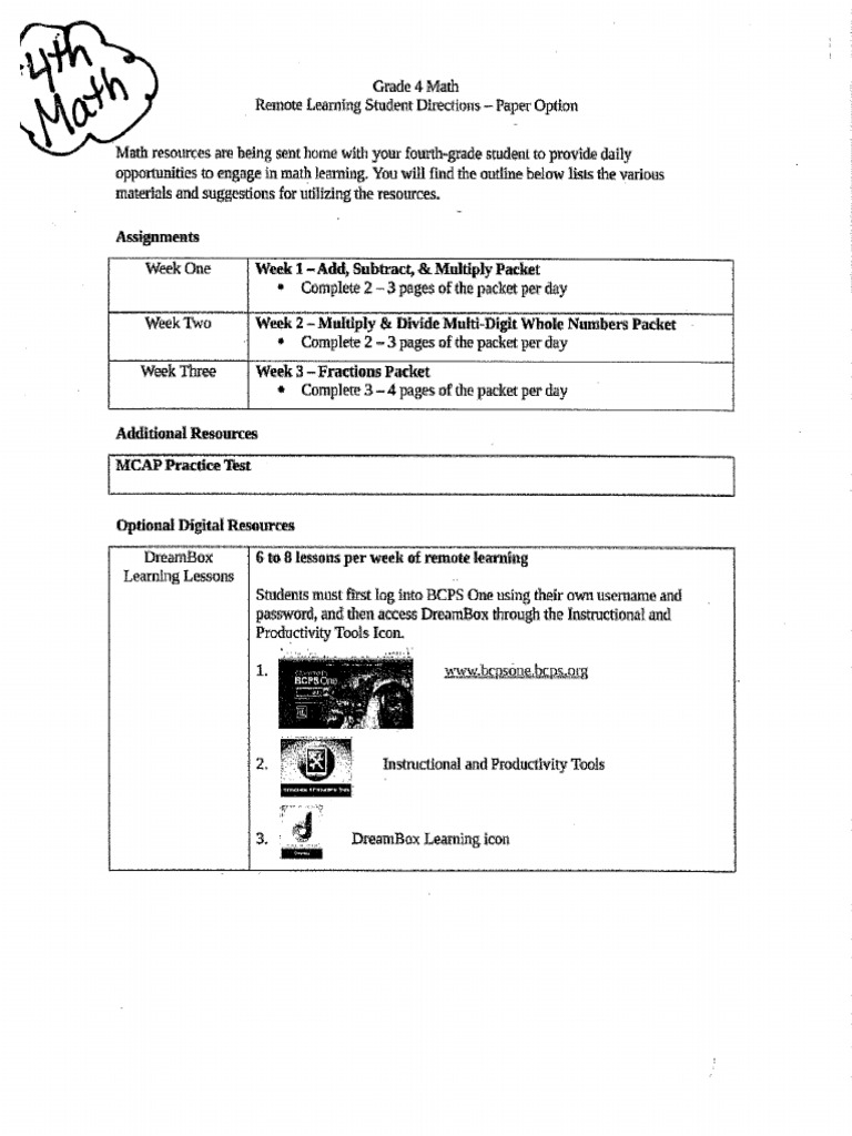 4th Grade Math Packet | PDF