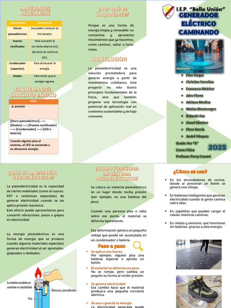TRIPTICO Energía Piezoeléctrica2 | PDF | Piezoelectricidad | Materiales