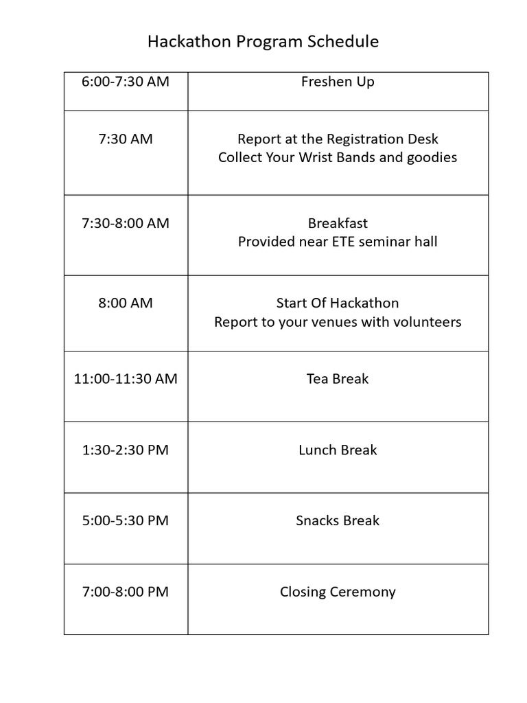 Hackathon Schedule | PDF