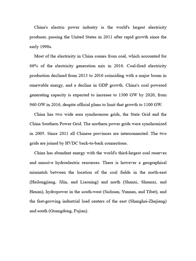 China's Electricity Generation Overview | PDF | Hydroelectricity | Wind ...