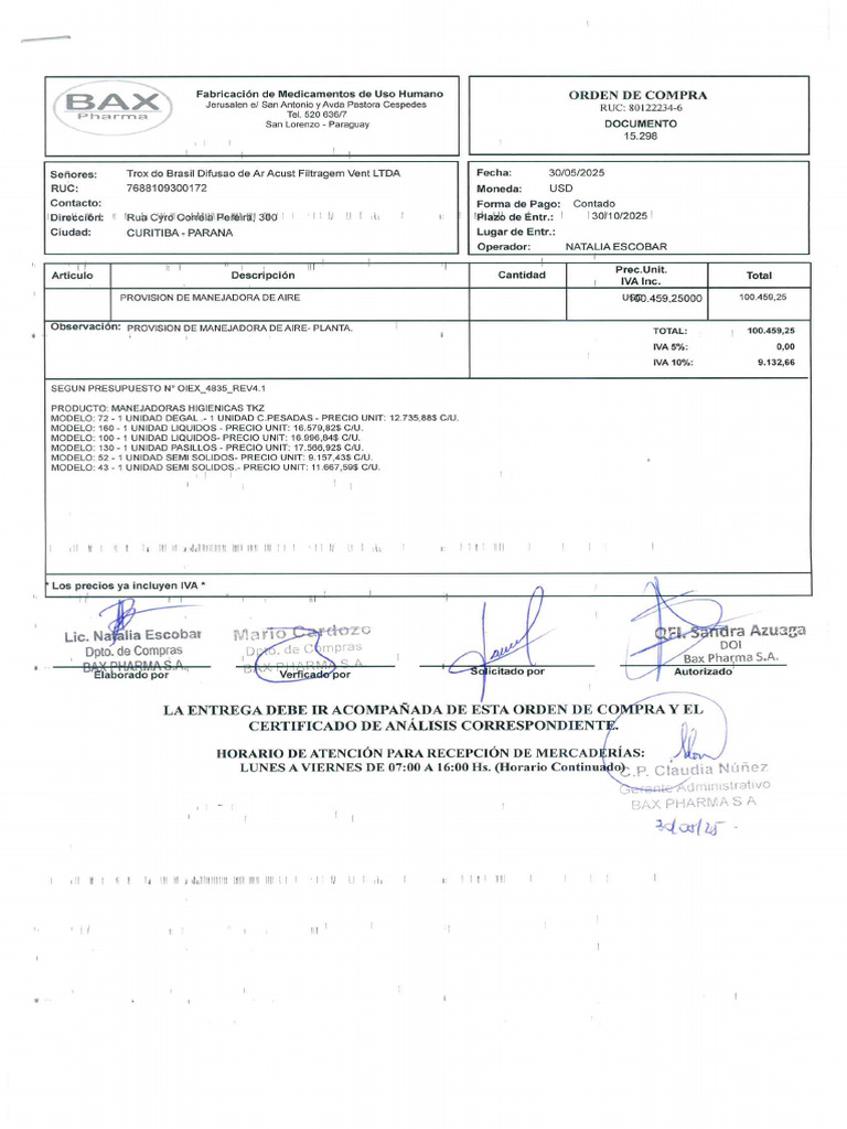Oc 15298 - Trox Do Brasil - Manejadora de Aire | PDF