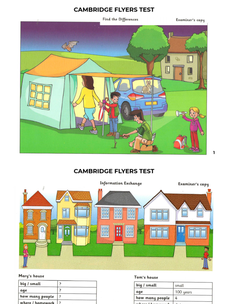 Placement Test - Cambridge Flyers (Speaking) | PDF