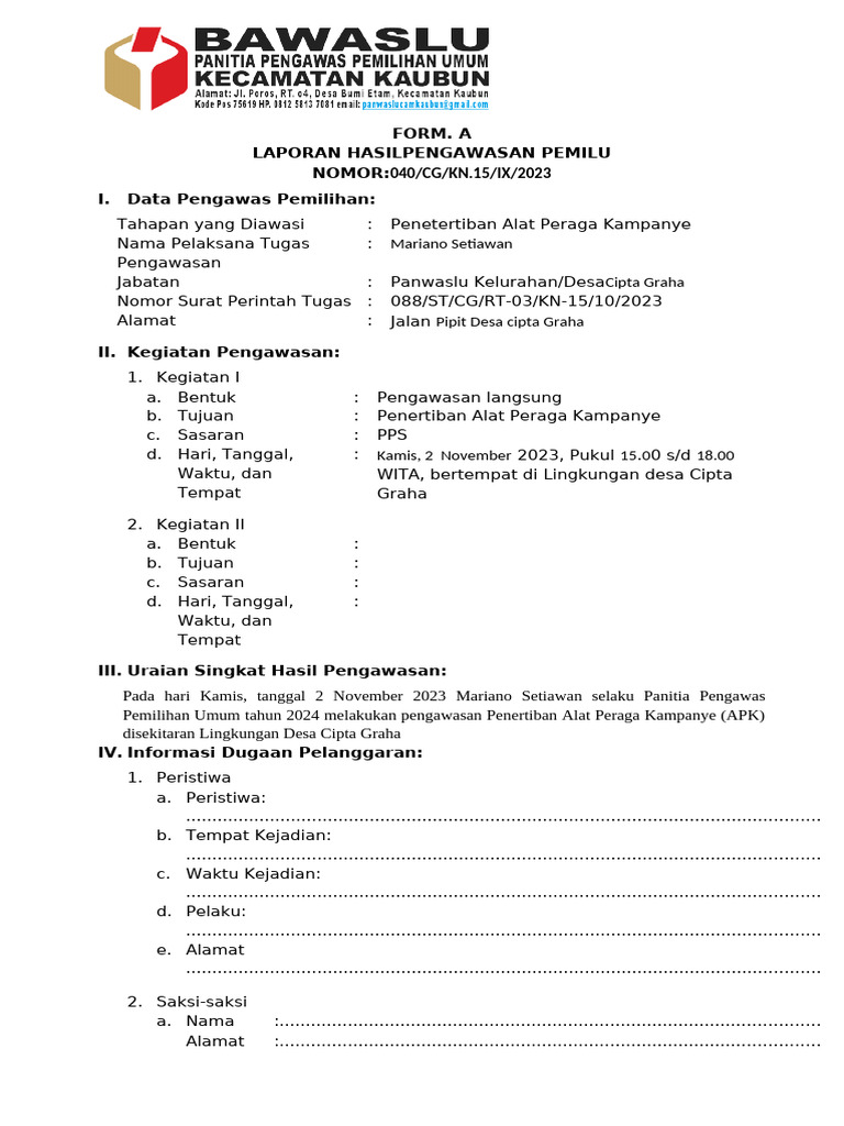 Form A 52 CG 2023 | PDF