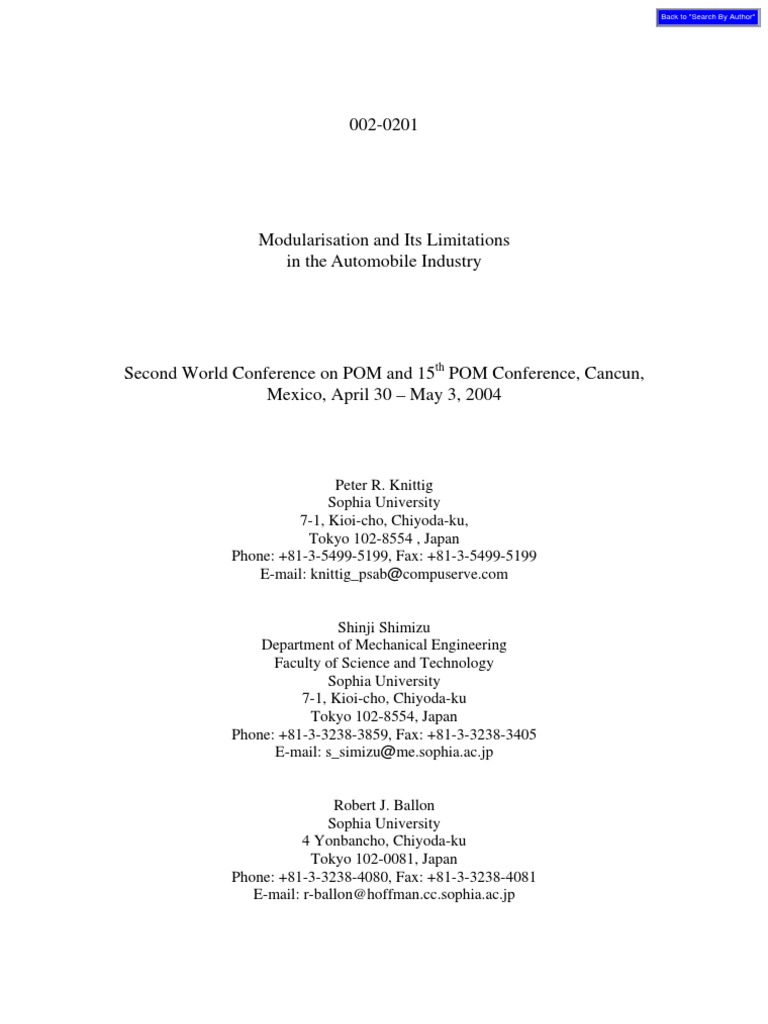 Modularisation And Its Limitations Pdf Modularity Outsourcing