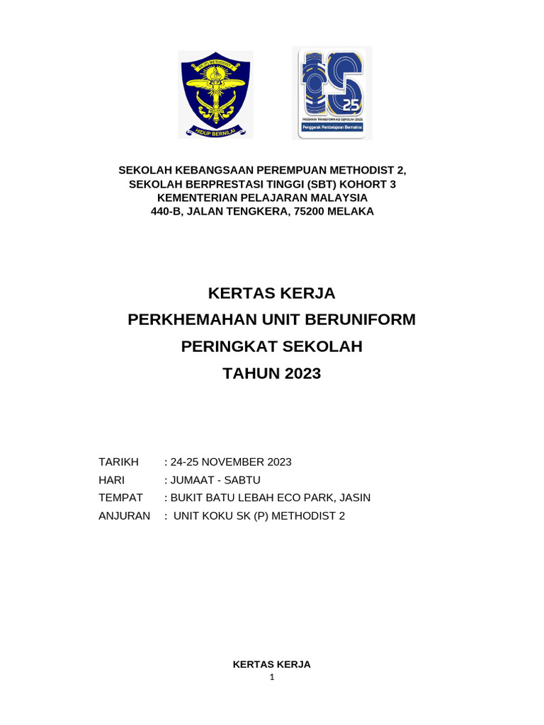 Kertas Kerja Perkhemahan Unit Uniform 2023 (Autorecovered) | PDF