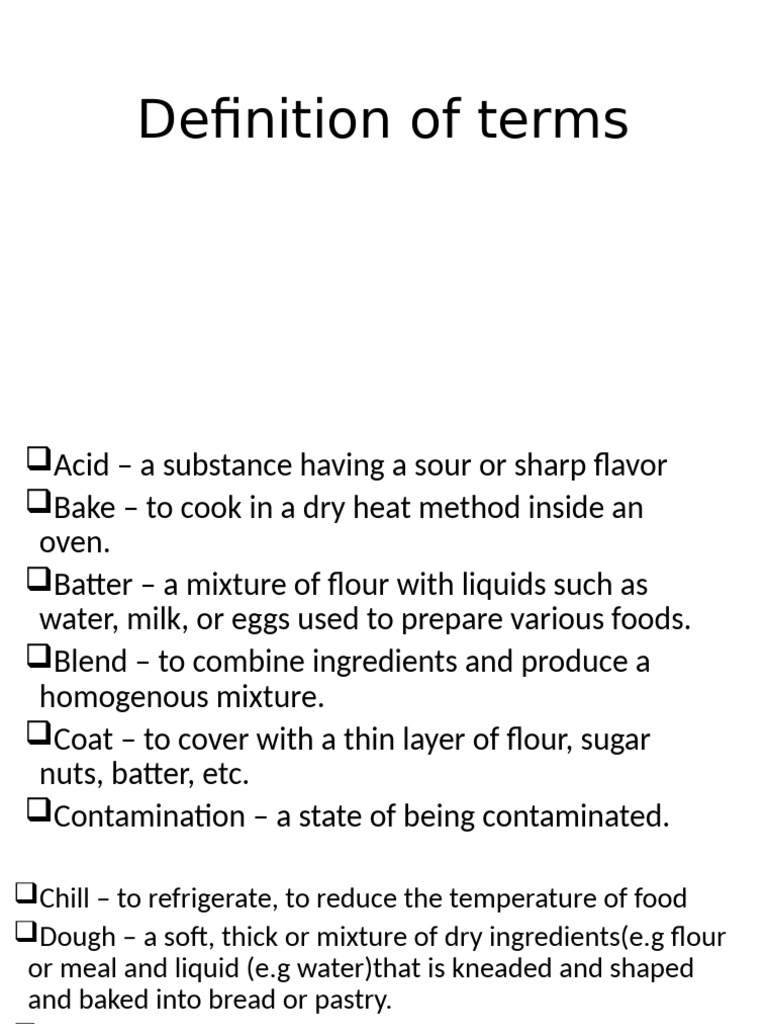Culinary Terms and Definitions Guide | PDF