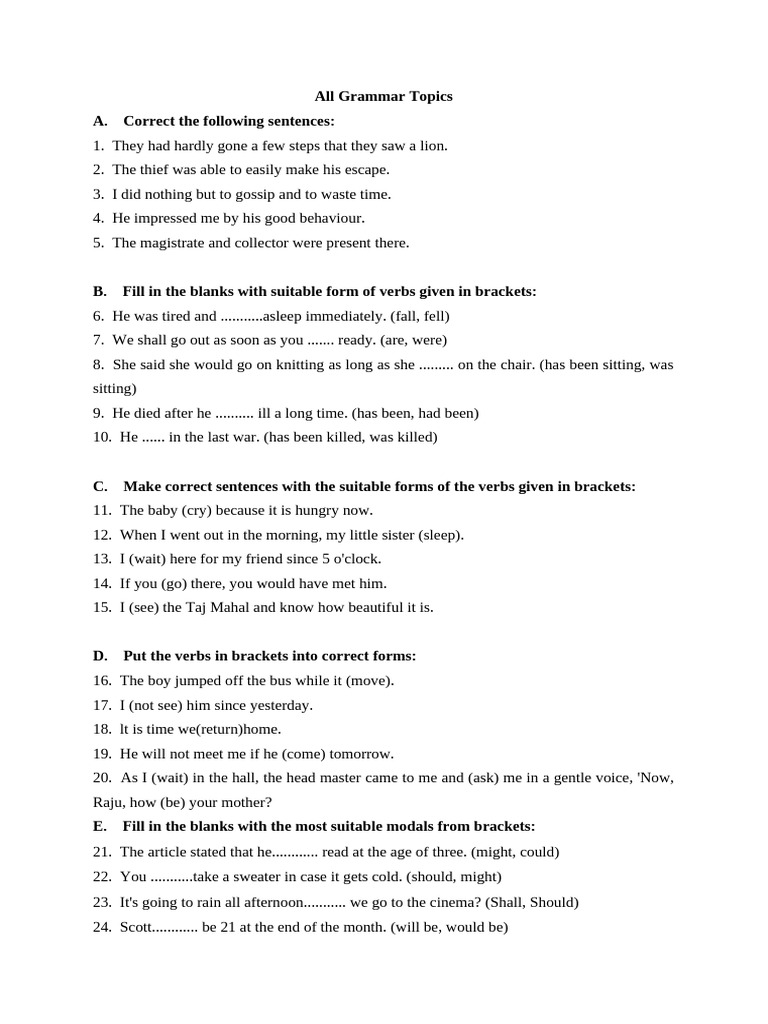 All Included Grammar With Answers | PDF | Grammatical Tense | Language ...