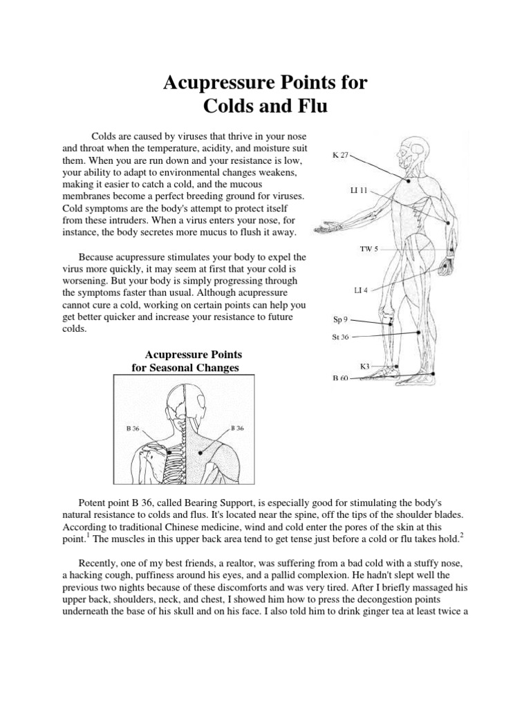 Acupressure Points For | PDF | Common Cold | Human Nose