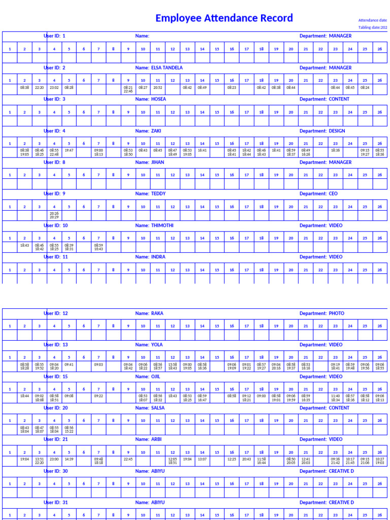 1 - (June) Employee Attendance Record | PDF