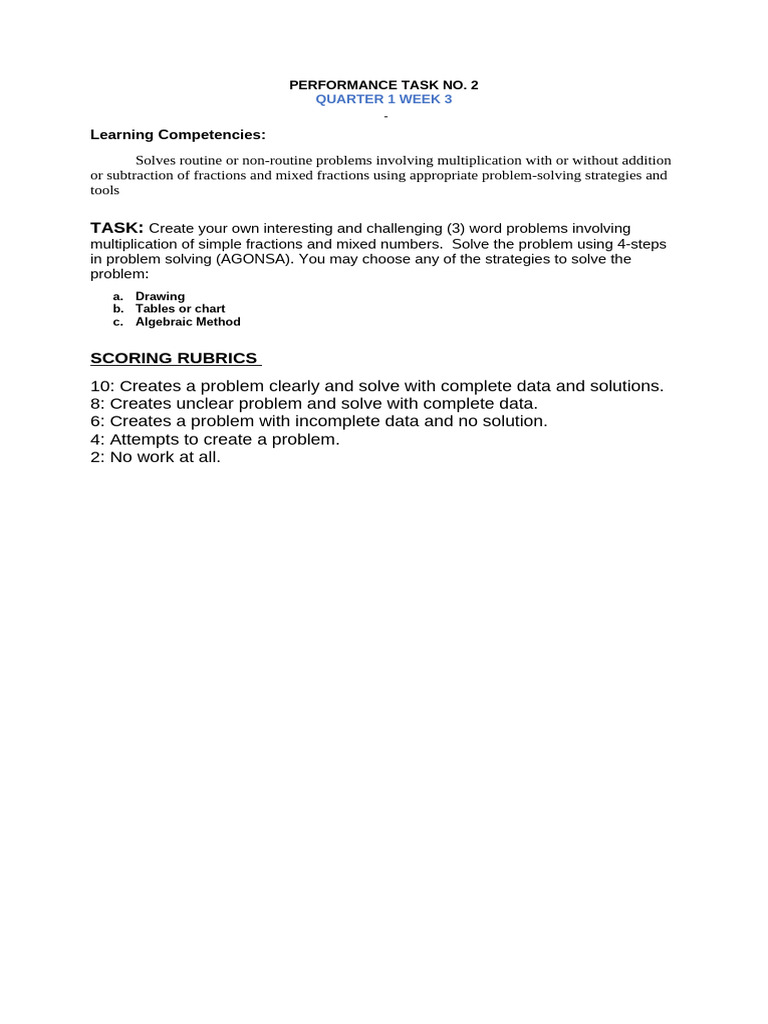 Performance Task 1st Quarter #2 | PDF