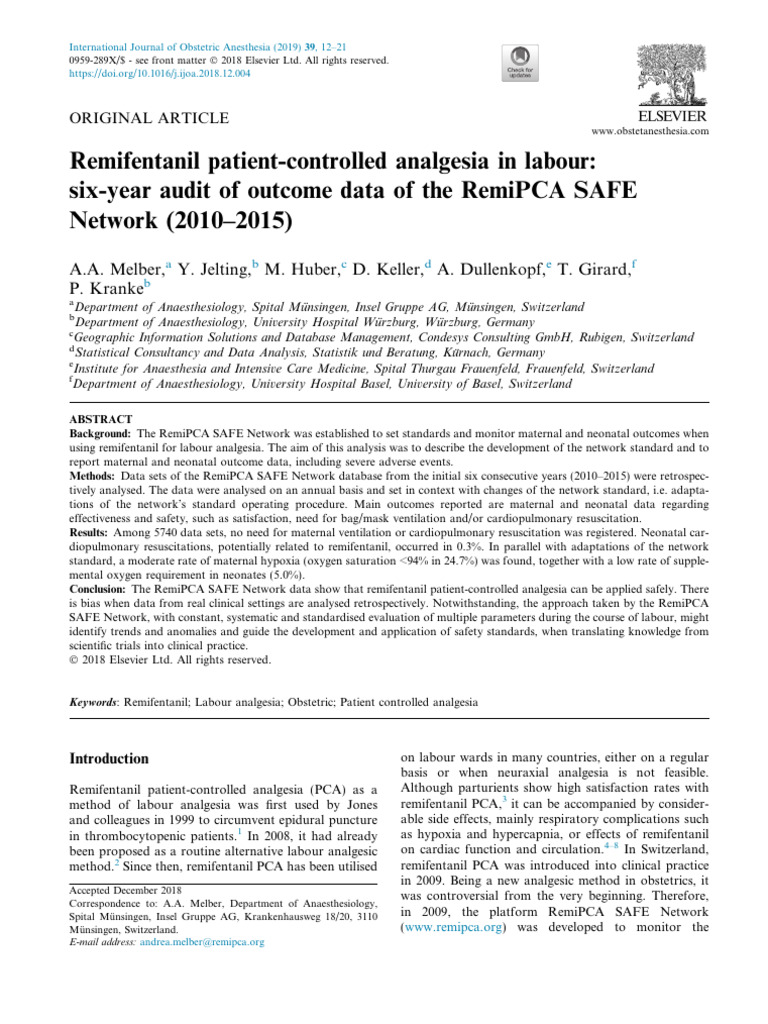 Remifentanil Patient-Controlled Analgesia in Labour RemiPCA Safe ...