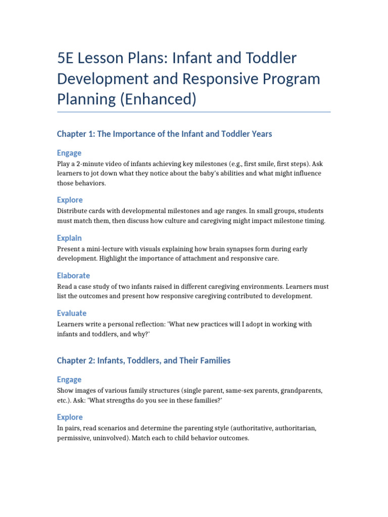 5E Lesson Plans Ch1-10 Complete Enhanced | PDF | Parenting | Attachment ...