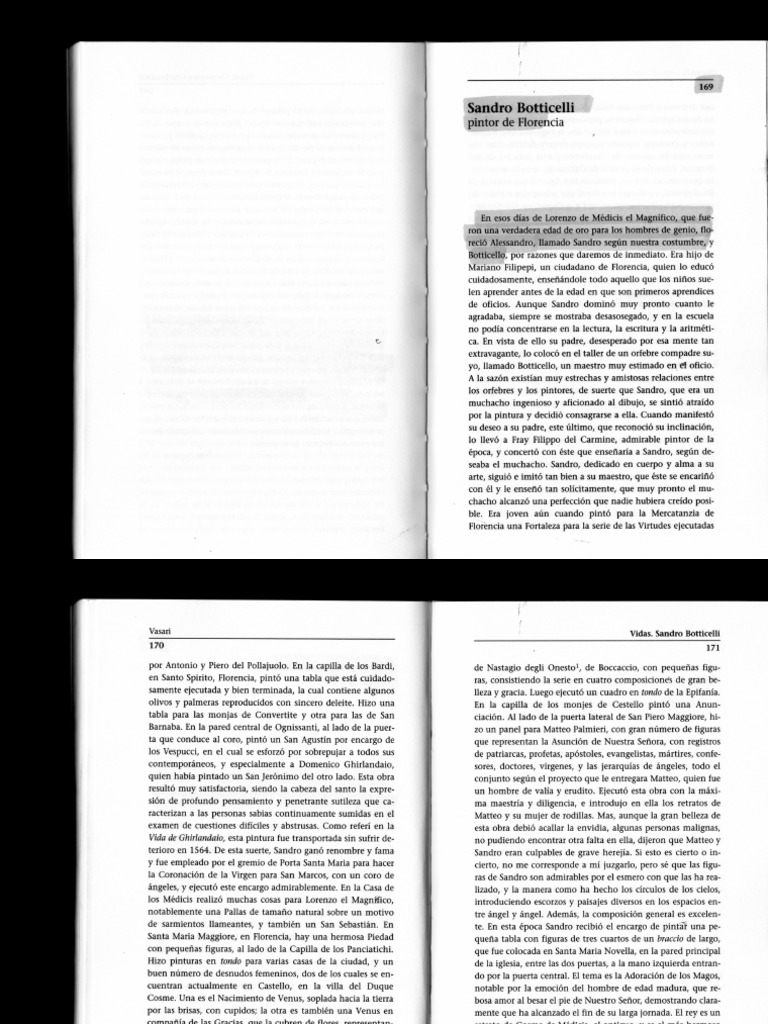 Giorgio Vasari Sandro Botticelli | PDF