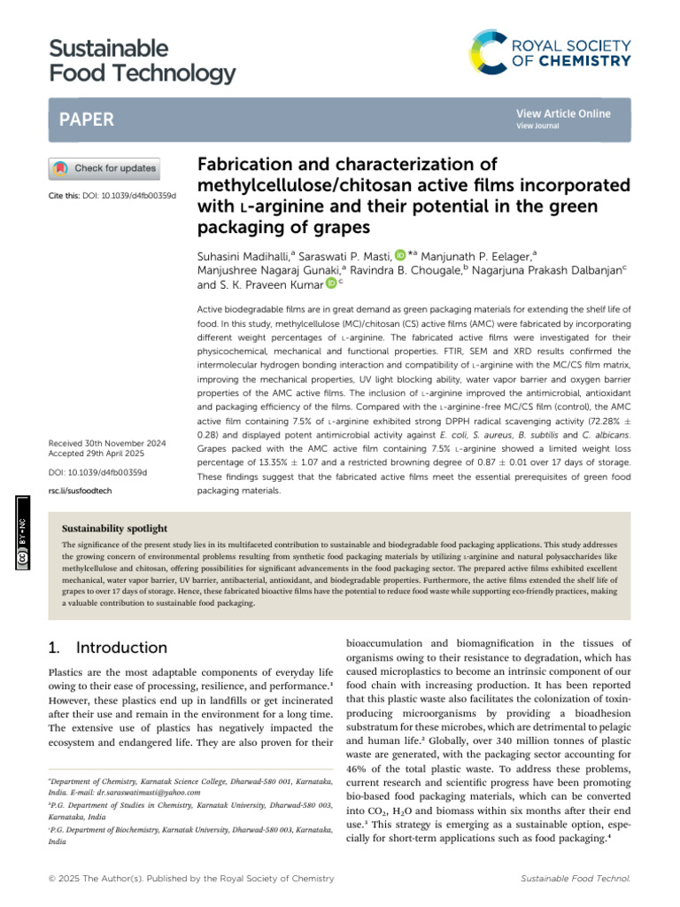 Sustainable Food Technology: Paper | PDF | Biopolymer | Ultraviolet ...