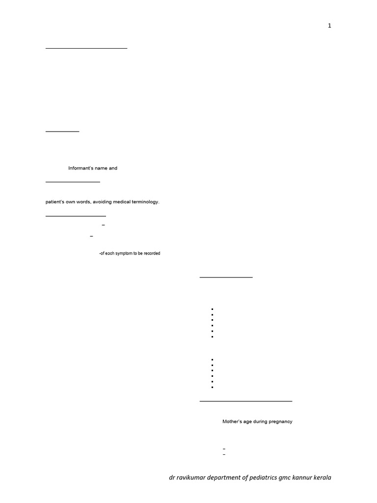 Pediatric Clinical Methods Ravikumar Proforma | PDF | Pregnancy | Allergy
