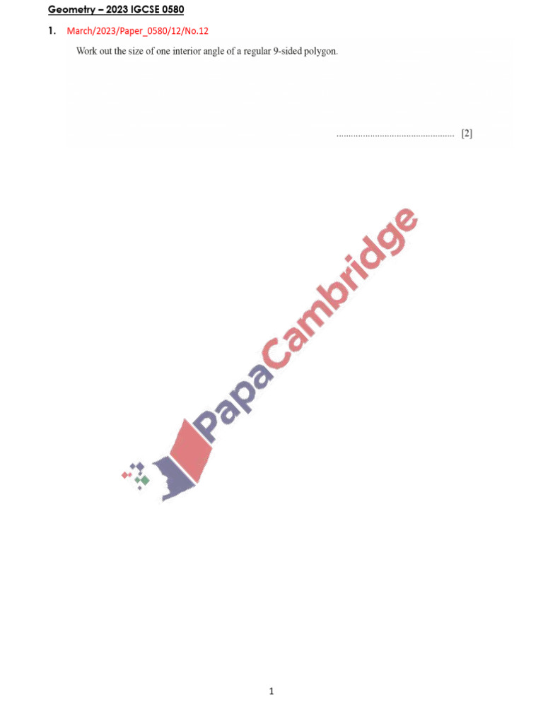 2023 Geometry IGCSE 0580 Math | PDF | Chess Theory | Chess