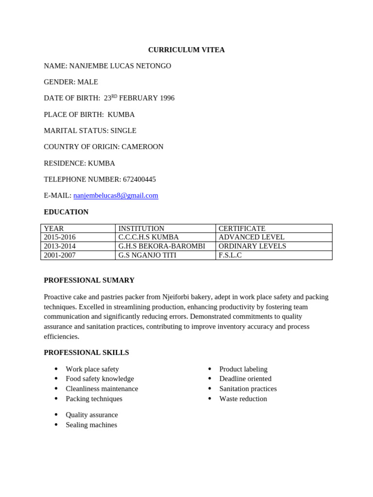 Curriculum Vitea | PDF