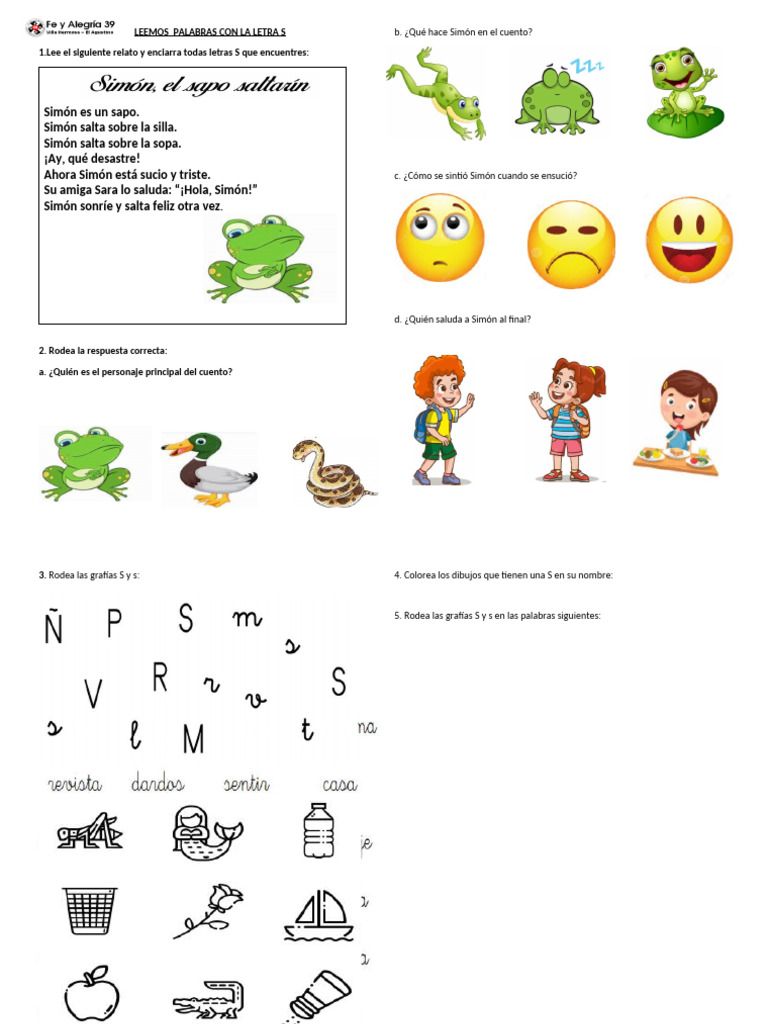 Leemos Palabras Con La Letra S | PDF