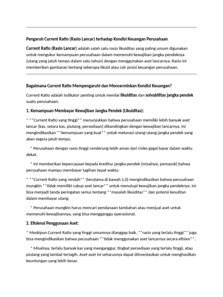 Interpretasi Current Ratio Perusahaan | PDF