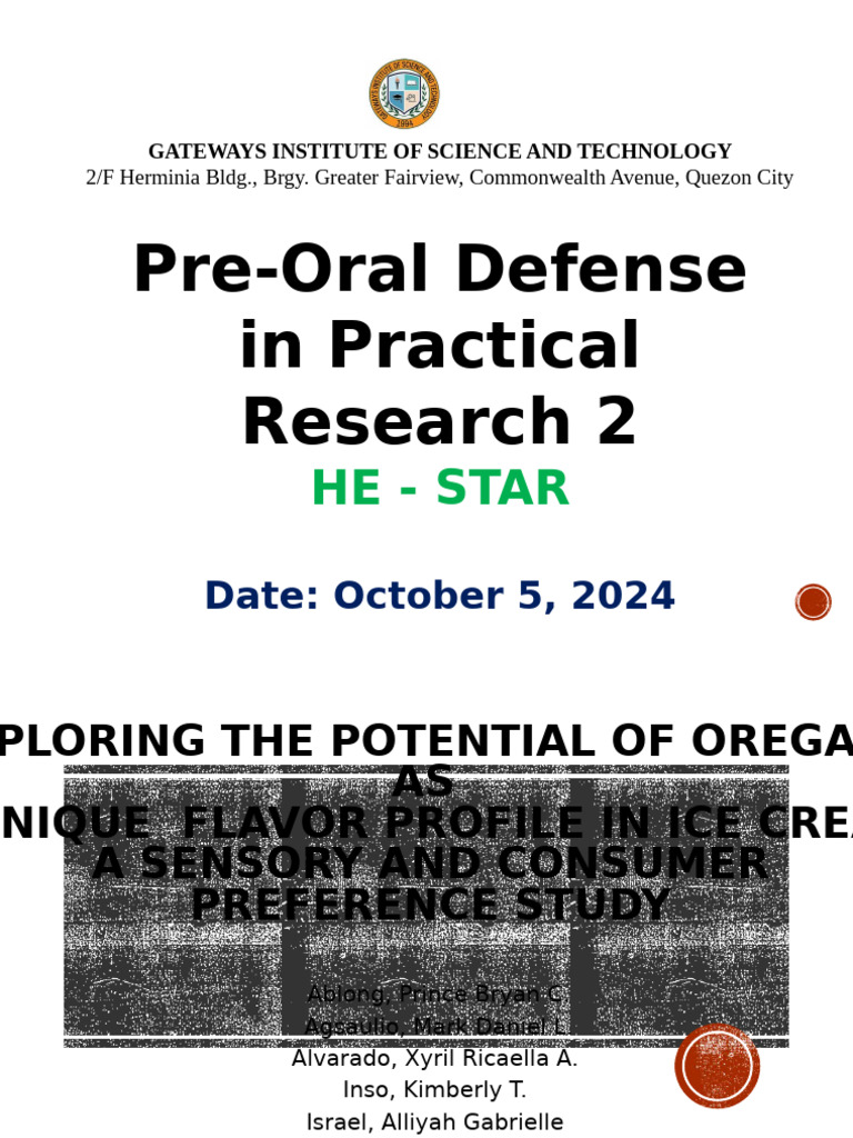 Oregano Ice Cream: A Consumer Study | PDF | Taste | Perception