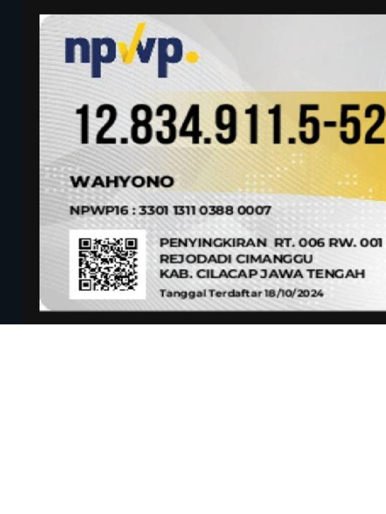 Template Kartu NPWP Editable | PDF