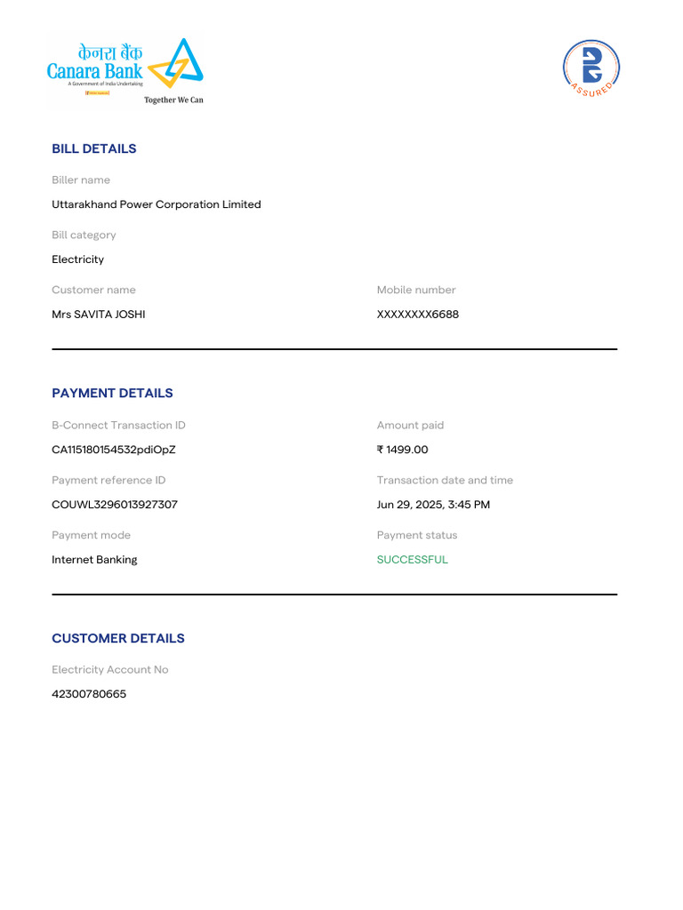 Bbps - Receipt | PDF