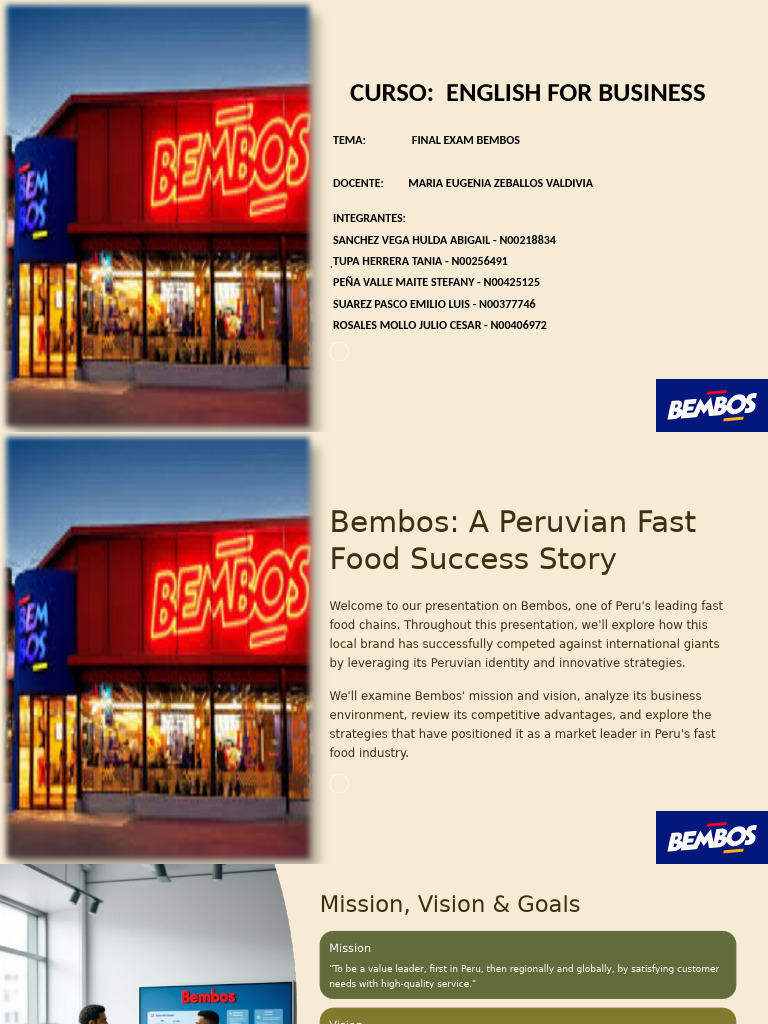 Bembos A Peruvian Fast Food Success Story | PDF | Marketing | Fast Food