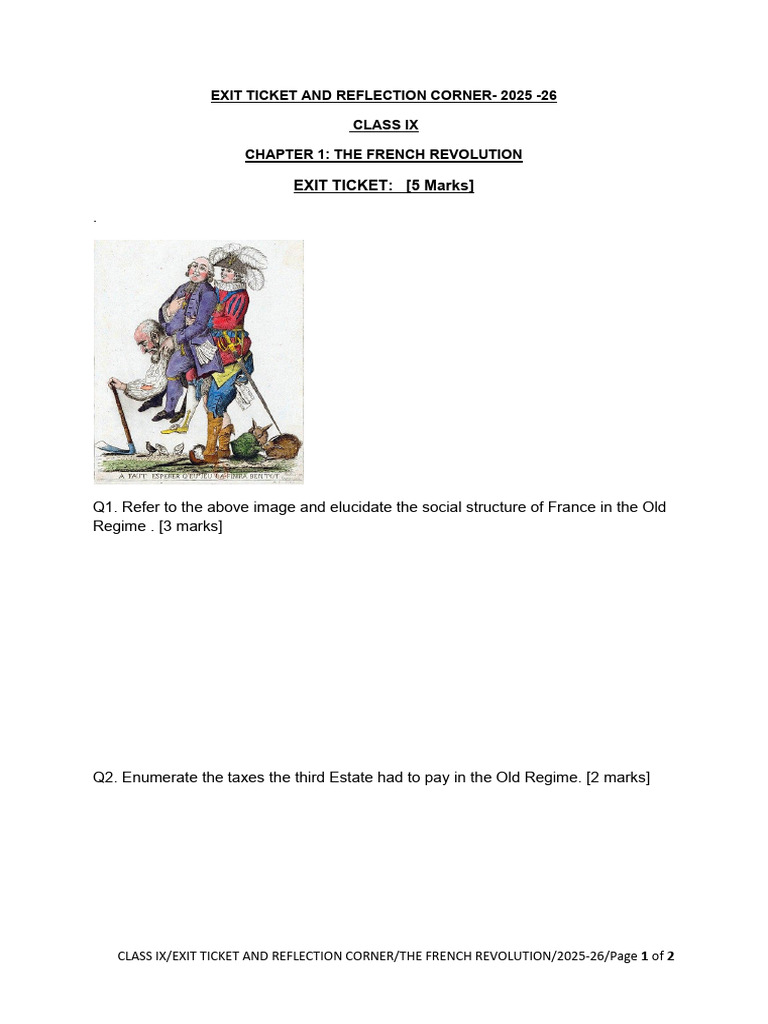 Exit Ticket: French Revolution Overview | PDF