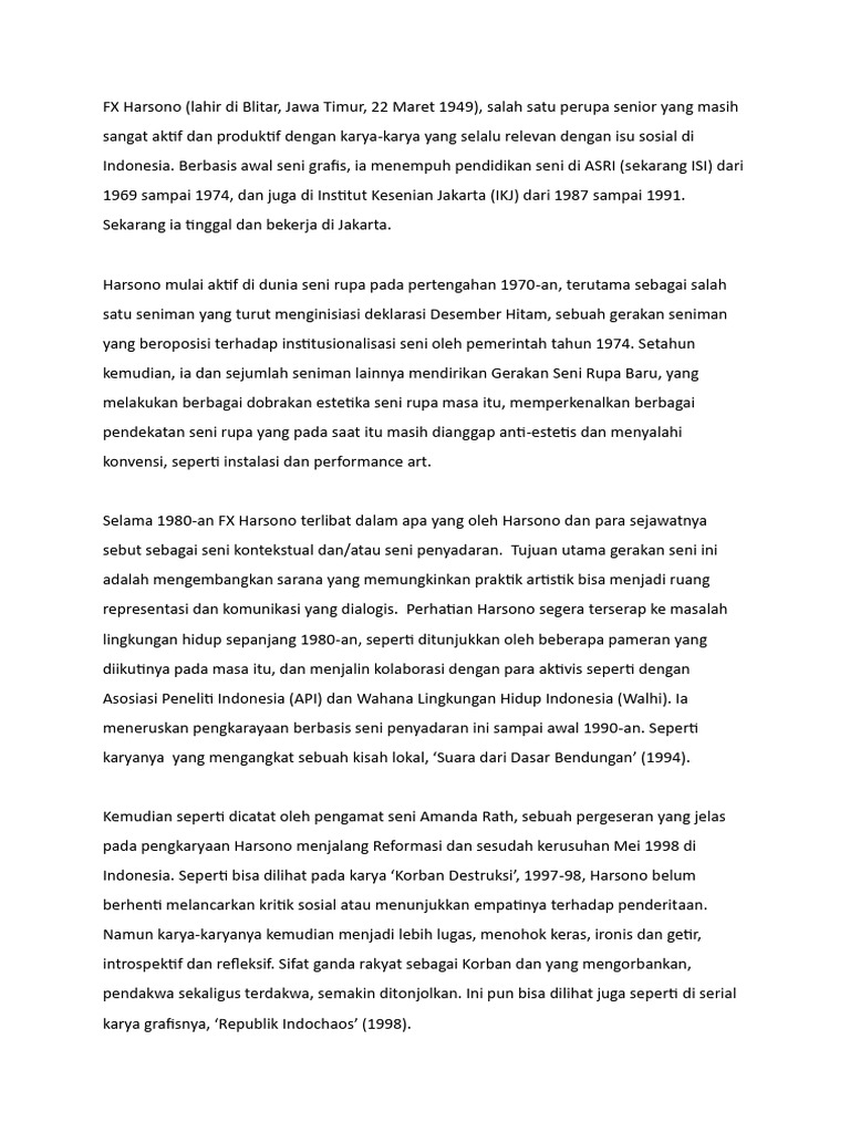 Karya Seni FX Harsono: Refleksi Sosial | PDF