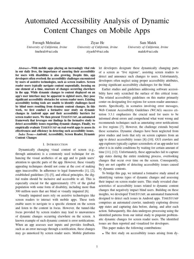 Automated Accessibility for Dynamic Apps | PDF | Mobile App | Document ...