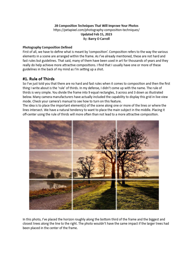 28 Essential Photography Composition Techniques | PDF | Composition ...