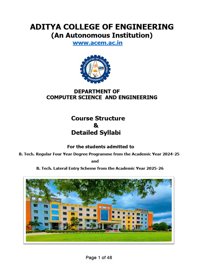 Acem r24 Cse Syllabus I Year | PDF | Eigenvalues And Eigenvectors | Matrix (Mathematics)