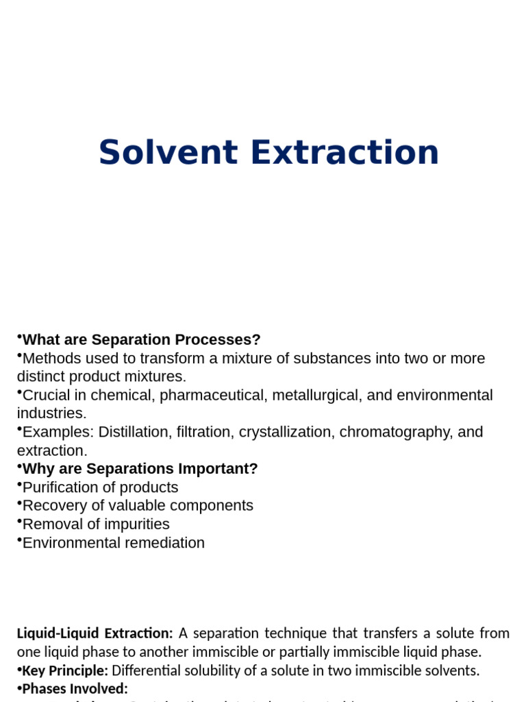 Solvent Extraction | PDF | Solubility | Phase (Matter)